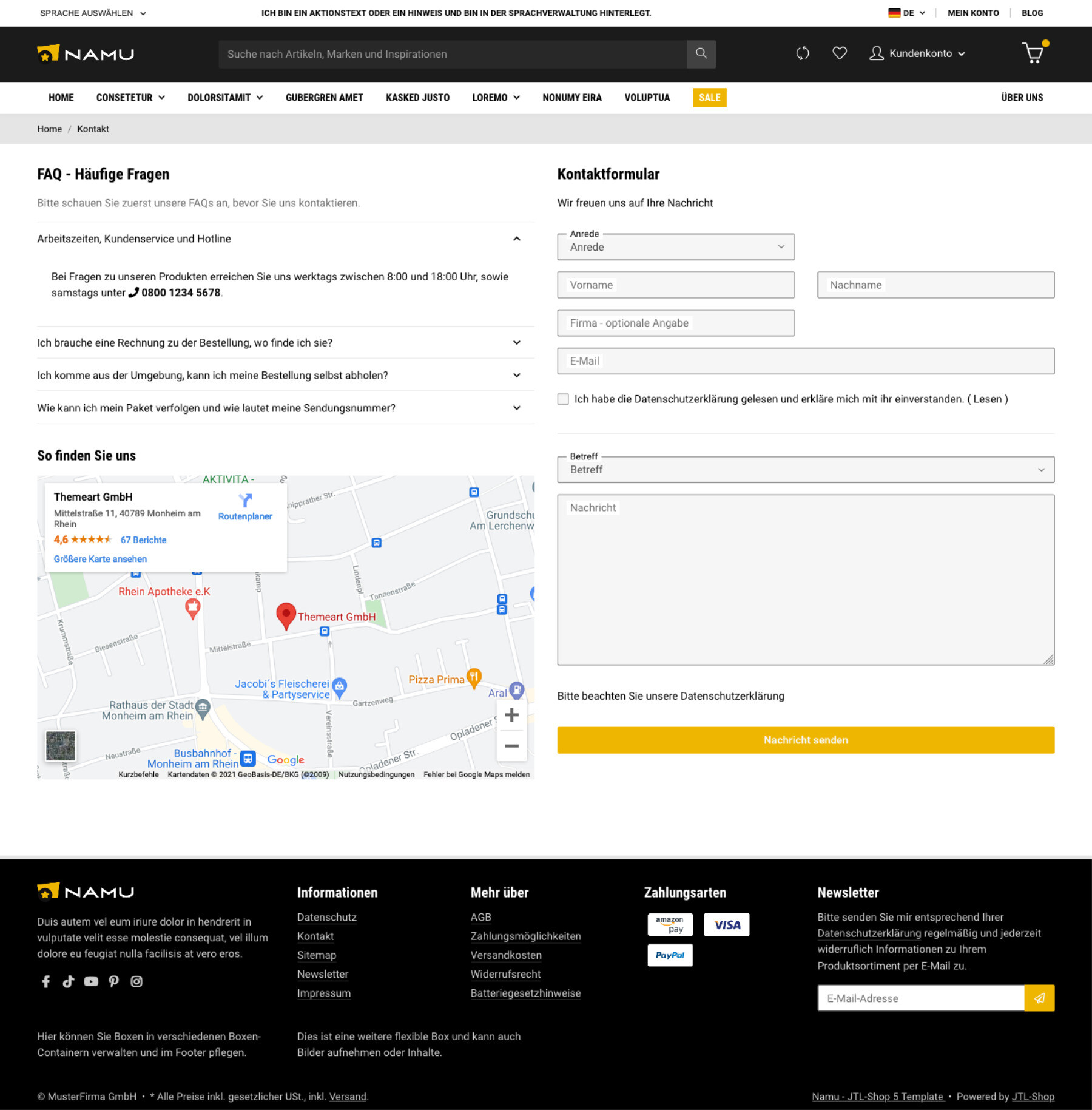 Namu JTL-Shop 5 Bootstrap Template